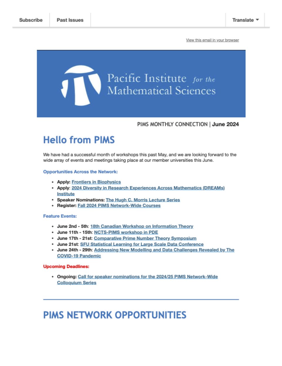 PIMS Connection June 2024 | PIMS - Pacific Institute for the ...